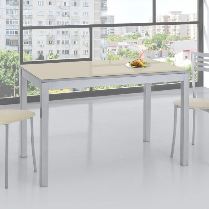 Mesa de cocina extensible beige 120x70 - Muebles Duk